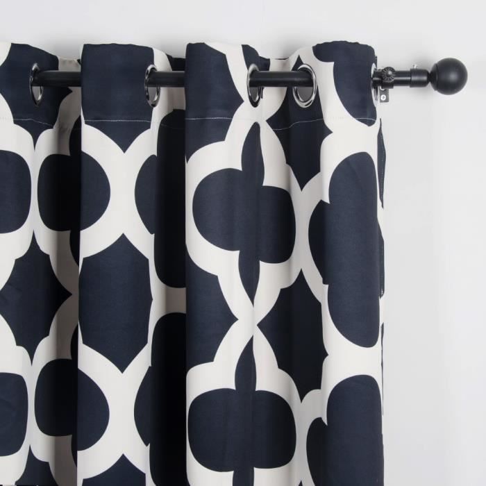 Rideaux Occultants à Oeillets 140x160cm Motif Quadrifolié Isolation ...