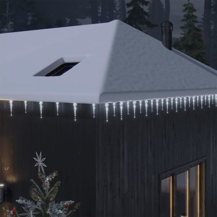 Garnaco Guirlande lumineuse glaçons Noël 100 pcs Blanc froid Acrylique ...