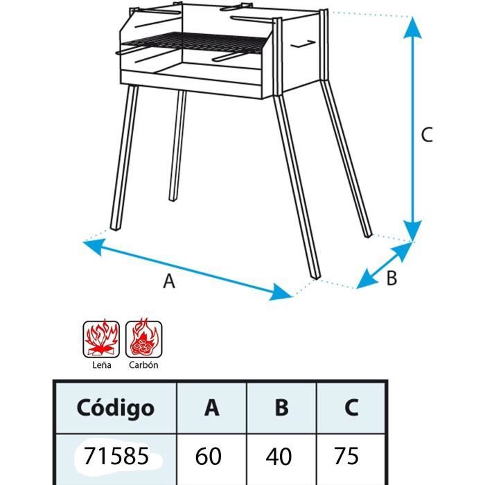 Barbecue - IMEX EL ZORRO - 71584 - Acier - 60x40x75 cm - Support pour ...