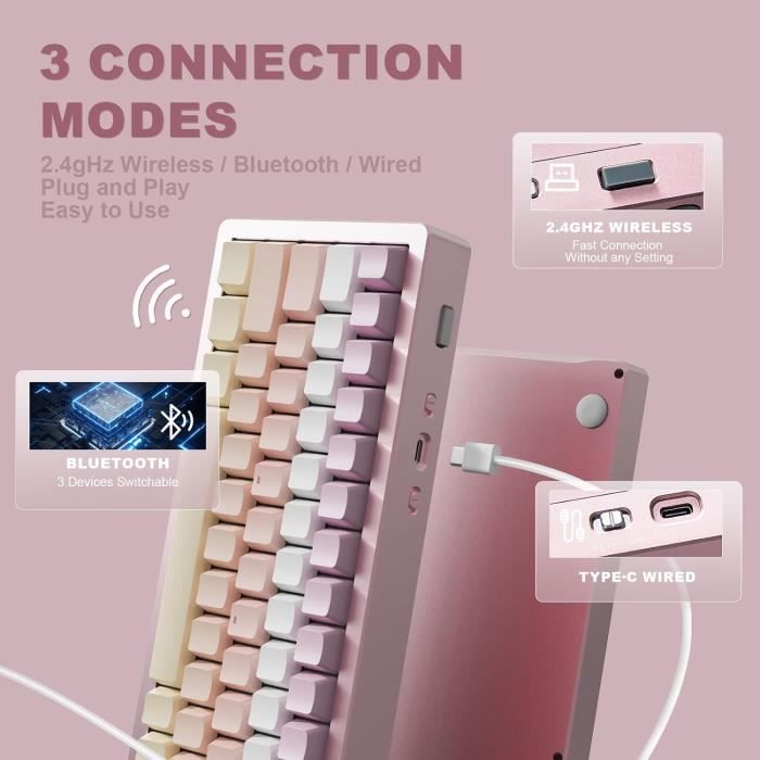 Al71 Clavier Mécanique 68% En Aluminium Cnc, Anneau Échangeable À Chaud ...