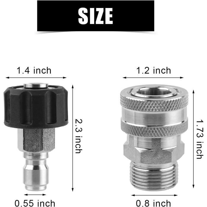 Kit Adaptateur Nettoyeur Haute Pression En Acier, Connexion Rapide M22 14Mm À 3-8 Pouces 5000Psi ...