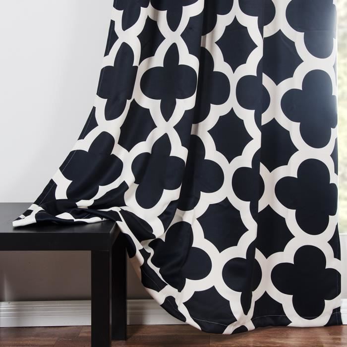 Rideaux Occultants à Oeillets 140x160cm Motif Quadrifolié Isolation ...