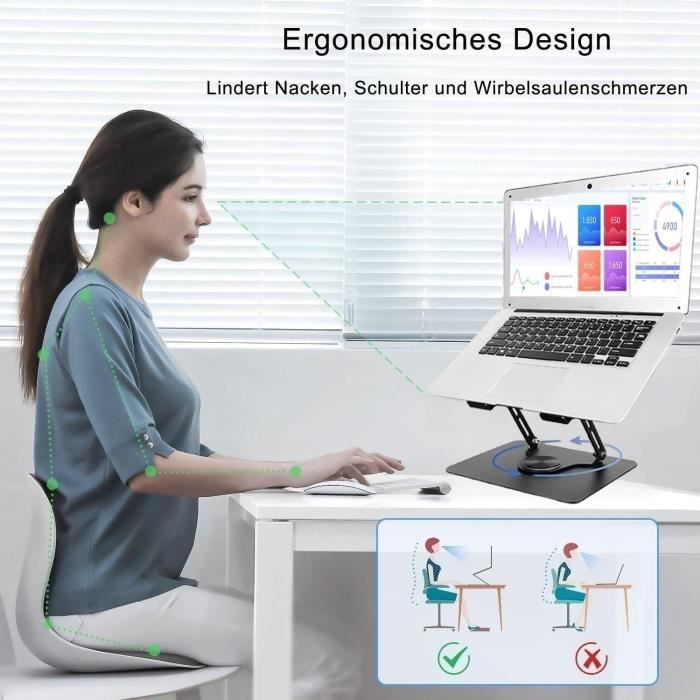 Support Pour Ordinateur Portable Avec Base Rotative À 360 °, Support ...