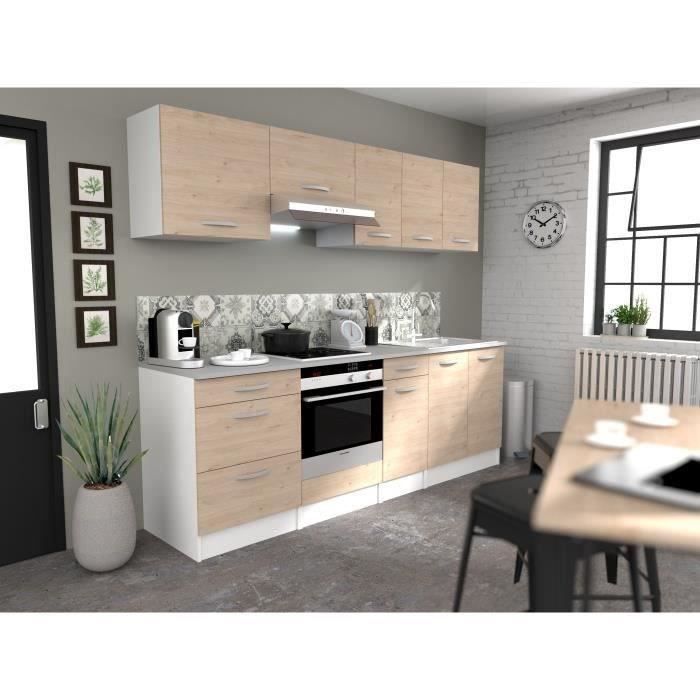 Oslo Meuble Bas 2 Portes 2 Tiroirs Plan Décor Chêne Jackson L 80