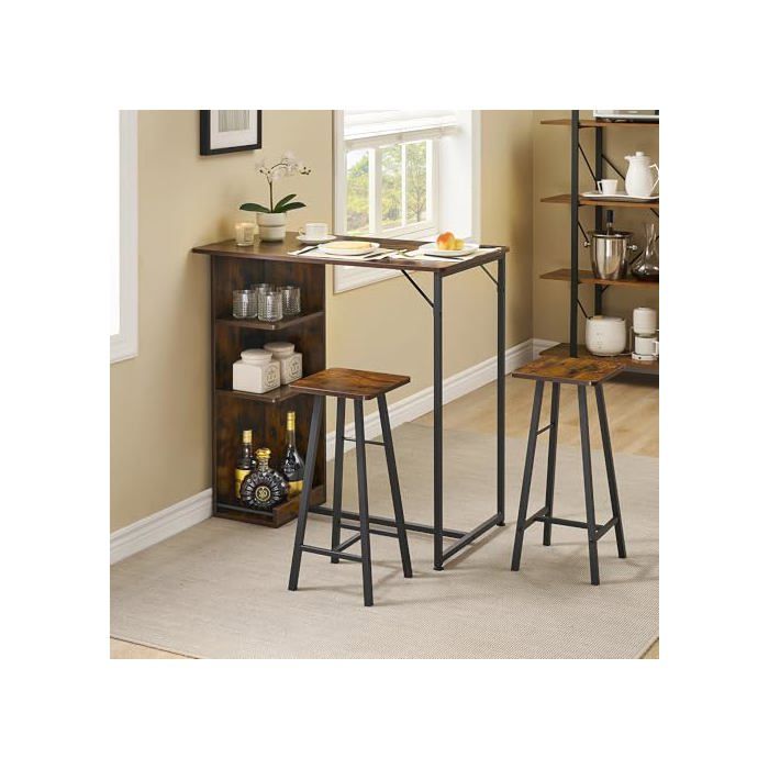 Table de bar, avec tabourets de bar, en bois, avec 2 chaises, table ...