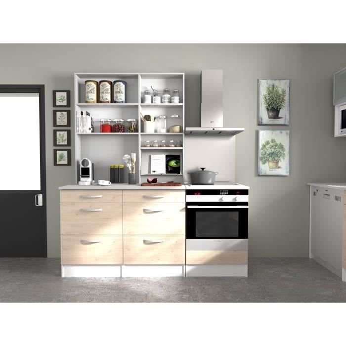 Oslo Meuble Bas 2 Portes 2 Tiroirs Plan Décor Chêne Jackson L 80