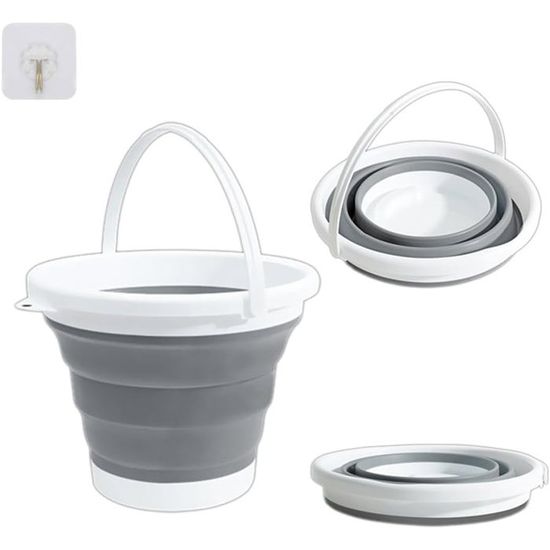 Seau Pliable 10 Litres Avec Couvercle Grande Capacité Pratique Poignée ...