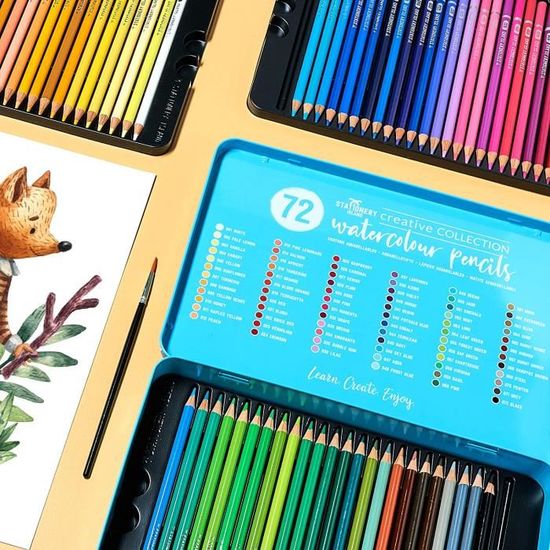 Stationery Island crayons aquarellables - 72 Crayons De Couleur Pré ...