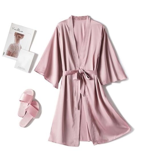 ROBE DE CHAMBRE Pyjama en satin de soie pour femme Chemise de nuit ...