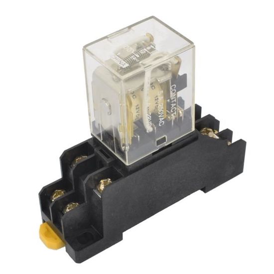 SOURCING MAP Relais puissance électromagnétique avec prise de montage sur rail DIN 35mm HH52P DC ...