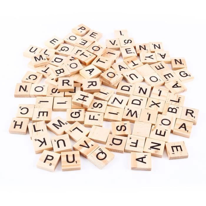 Tuiles en bois - YWEI - Scrabble - 100 pièces - Lettres et Nombres ...