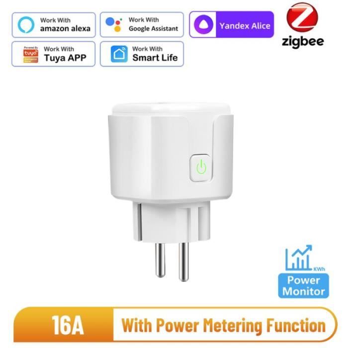 Tuya Zigbee 16A-Prise intelligente WiFi Zigbee EWelink, prise UE, surveillance de l'alimentation ...
