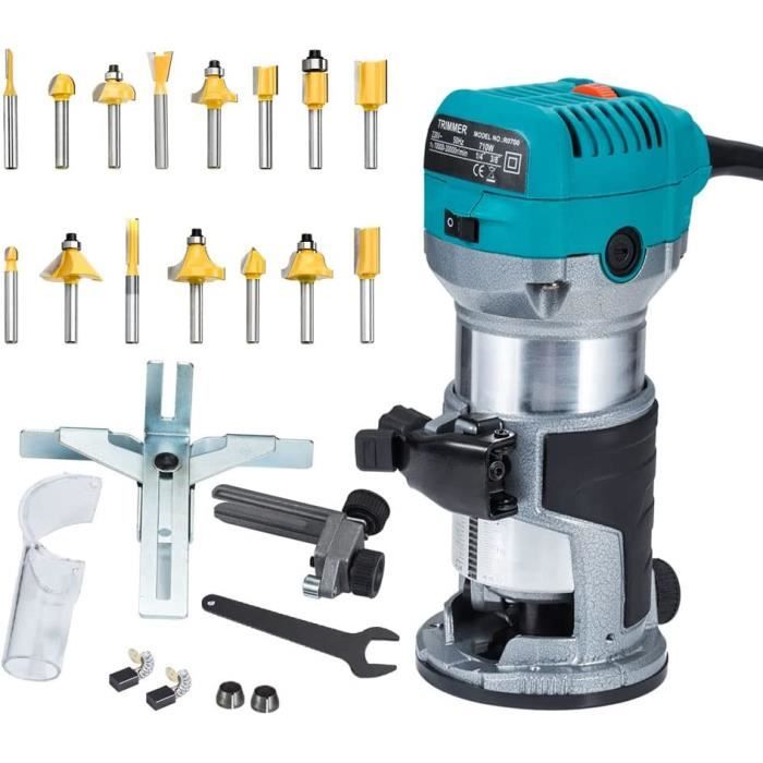 Anesty Défonceuse Multifonction Fraiseuse À Bois Une Main 710 W + 15 ...