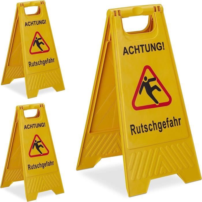 Panneau Sol Glissant, Lot De 3, Pliant, Pancarte, Texte (En Allemand) Sur Les Deux Côtés ...