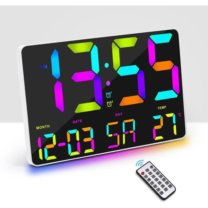 Horloge Murale Numérique Led Avec Télécommande, Horloge Murale ...