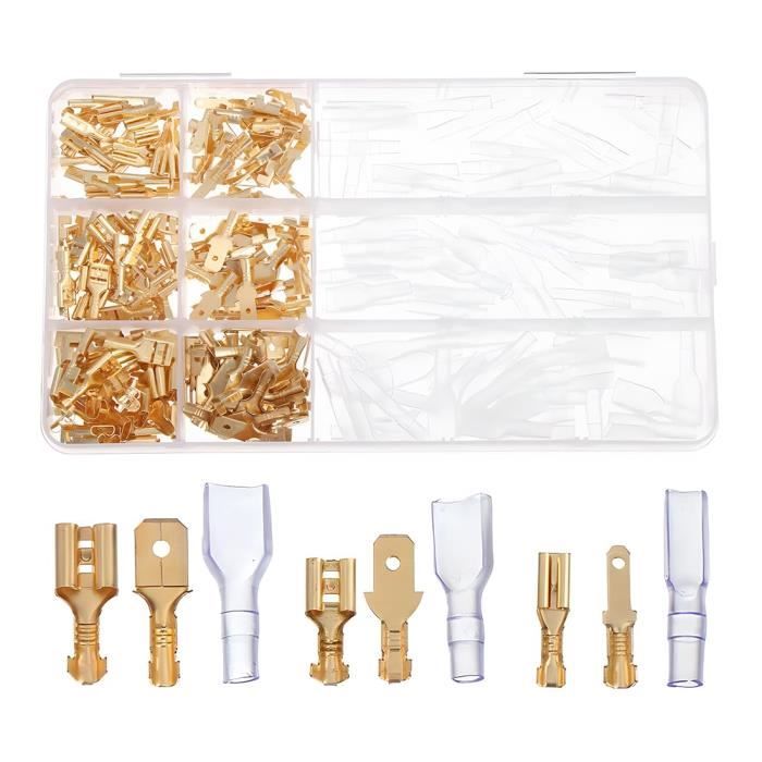 270 Pièces Cosse Mâle Femelle, Cosse a Sertir Electrique Automobile Kit, 6,3mm 4,8mm 2,8mm Fil ...