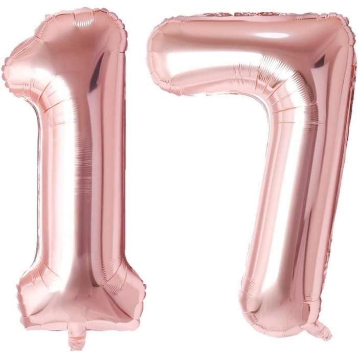 Xxl Ballon Chiffre 17 Or Rose,100Cm Ballon Numéro Decoration ...