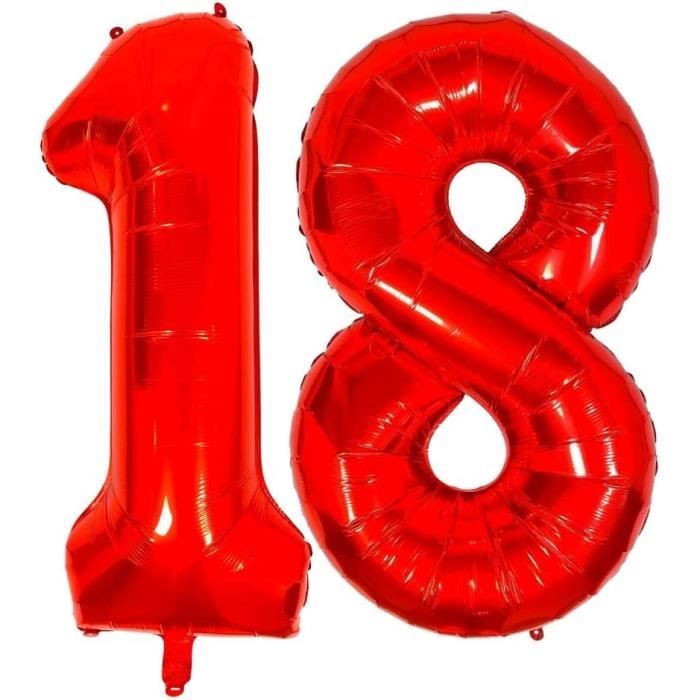 Ballon 18 Ans Rouge Xxl - Ballon Anniversaire 18 Ans Decoration, Ballon ...