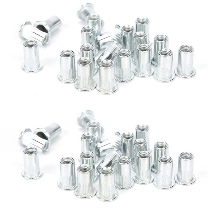 ARAMOX écrou à rivet à tête plate 40pcs kits d'écrous à rivets creux à ...