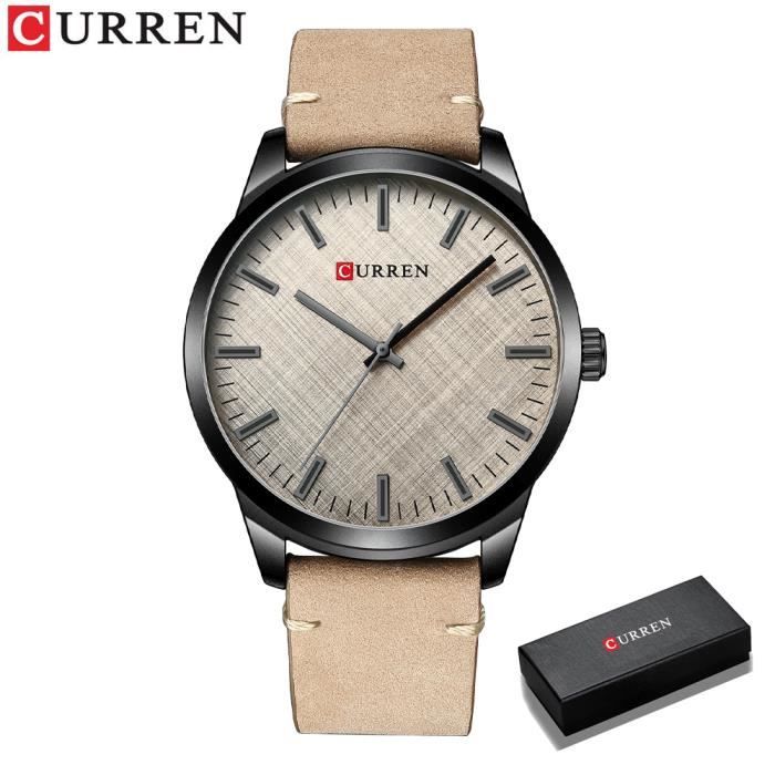 CURREN montre-bracelet en cuir pour homme à Quartz classique ...