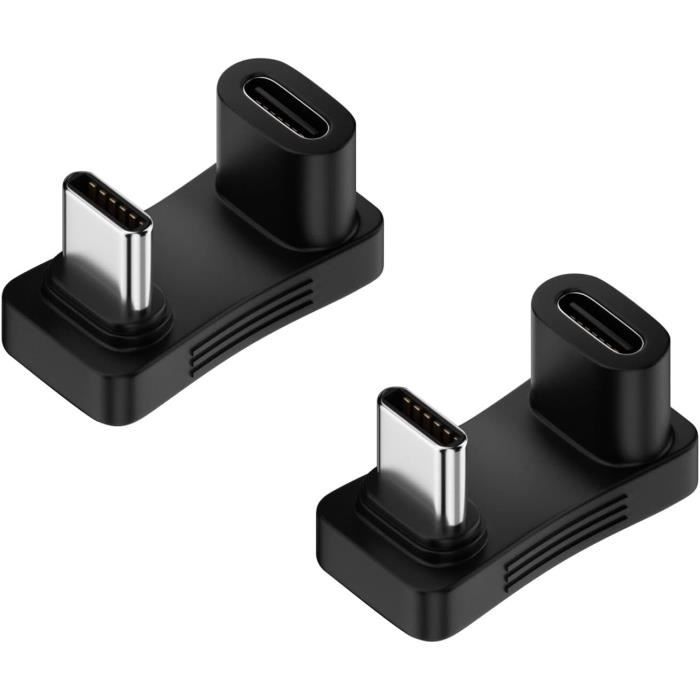 Lot De 2 Adaptateur Coudé Usb C 180 Degrés Adaptateur En Forme De U Usb ...