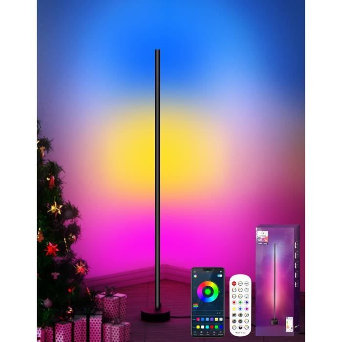 Lampadaire D'Angle Led, Rgb Lampadaire Sur Pied Salon Avec Télécommande Et Bluetoot Contrôle App ...