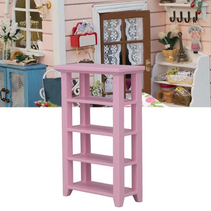 Mini étagère - ESTINK - Échelle 1:12 - 4 Couches - Bois - Rose ...