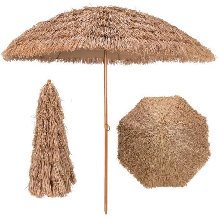 Parasol de Jardin Exterieur Ø2,43M - GOPLUS - Parasol Exotique en ...