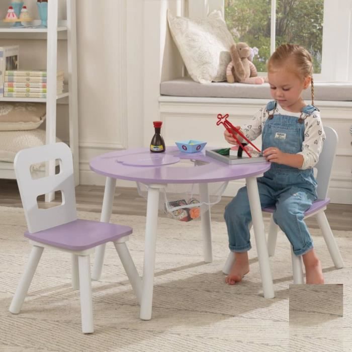 KidKraft Table de rangement et chaises enfant Ronde Lavande et blanc ...