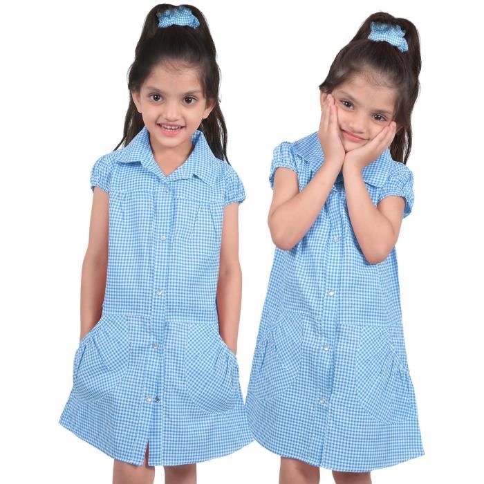 École Uniforme 2 Paquet Carreau Vichy Imprimé Robes Avec Chouchous ...