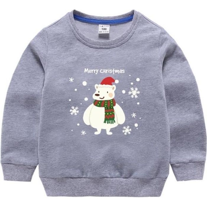 Pull Noël Enfant en Tricot Automne-Hiver Pullover Imprimé Manches ...