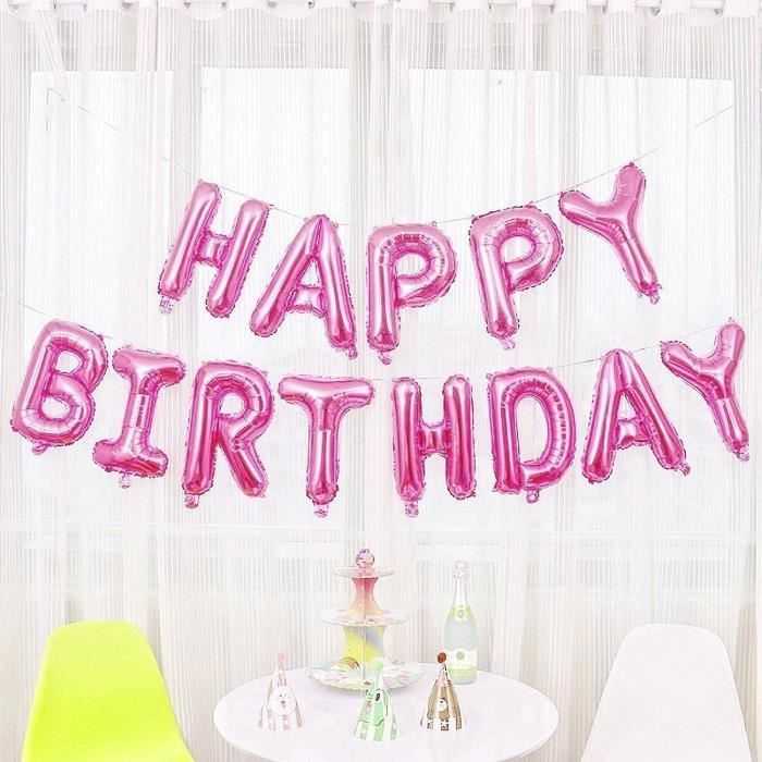 Lettres Rose Happy Birthday Ballons En Aluminium, Joyeux Anniversaire Banderoles Pour Enfants ...