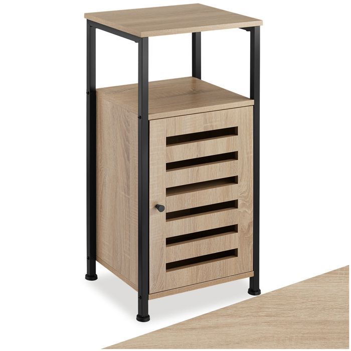 TABLE D'APPOINT - TECTAKE - Meuble d'appoint avec 3 étagères et 1 porte ...