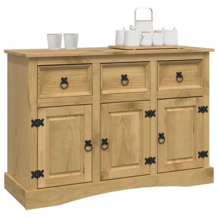 Buffet - ZERODIS - Corona - Bois massif pin mexicain - 3 portes ...