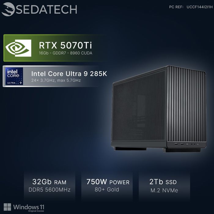 Sedatech Mini-PC Gamer Micro ATX • Intel Core Ultra 9 285K • RTX5070Ti ...