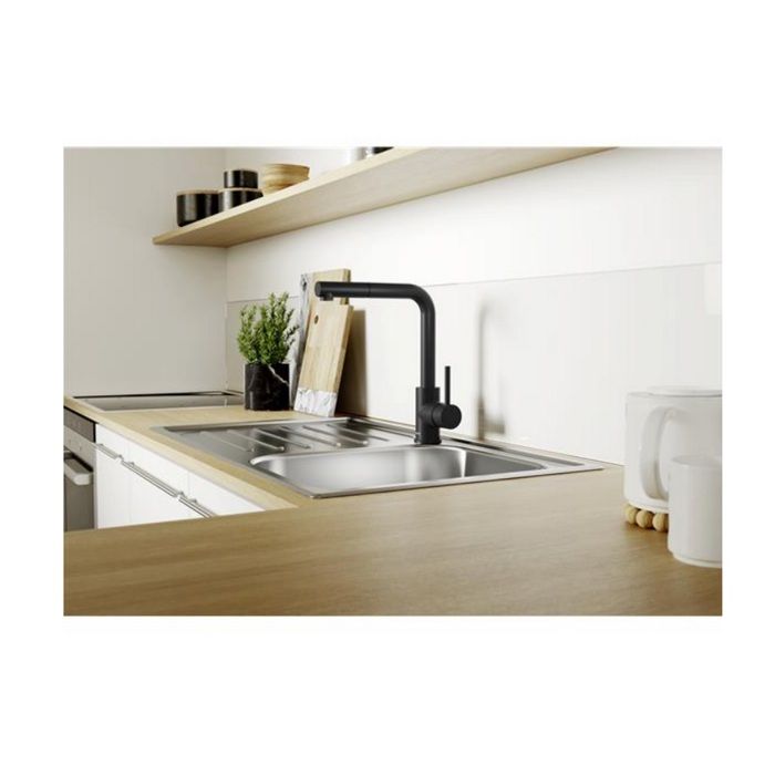 Mitigeur avec douchette - BLANCO - 526660 - Noir mat - Bec pivotant ...