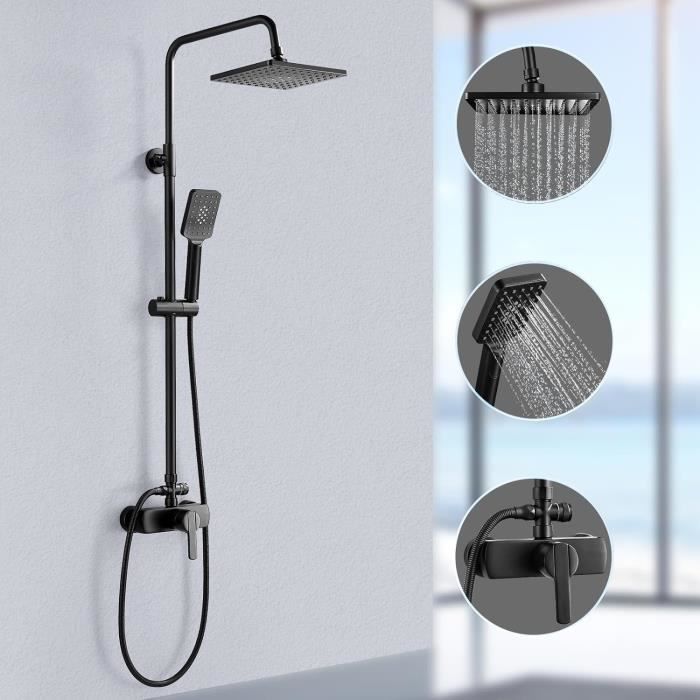 Colonne De Douche Noir Avec Mitigeur, Ensemble De Douche Réglable En ...