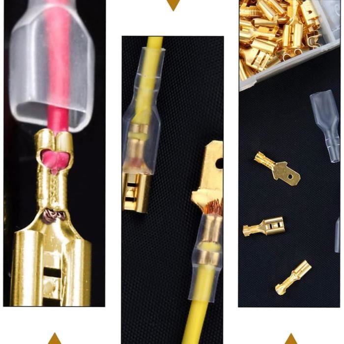 270 Pièces Cosse Mâle Femelle, Cosse a Sertir Electrique Automobile Kit, 6,3mm 4,8mm 2,8mm Fil ...