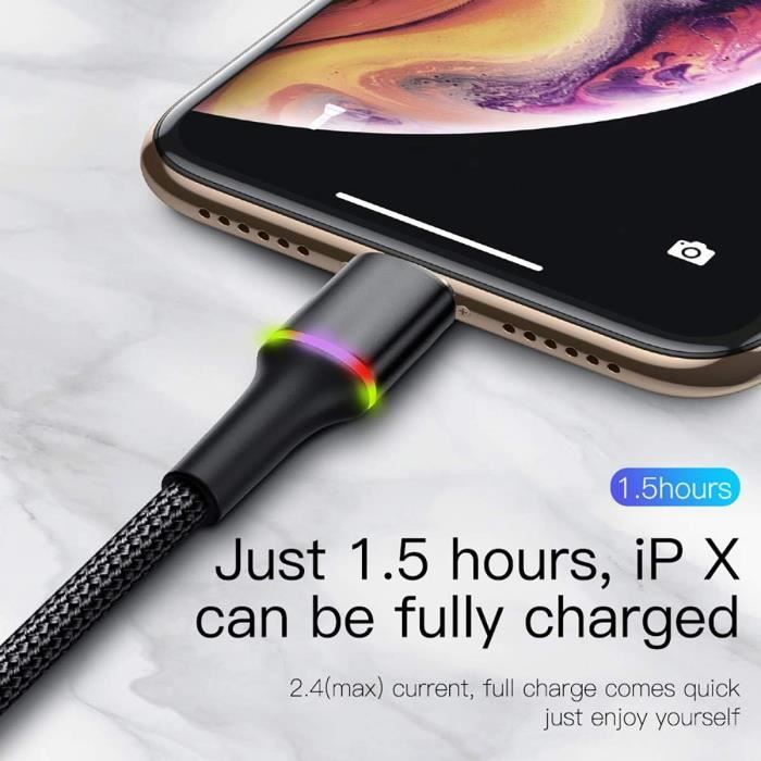 Chargeur Phone 3M [Certifié Mfi] Câble Pour Iphone L Ightning En Nylon ...