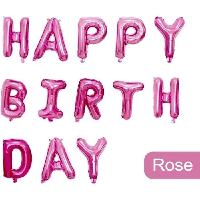 Lettres Rose Happy Birthday Ballons En Aluminium, Joyeux Anniversaire Banderoles Pour Enfants ...