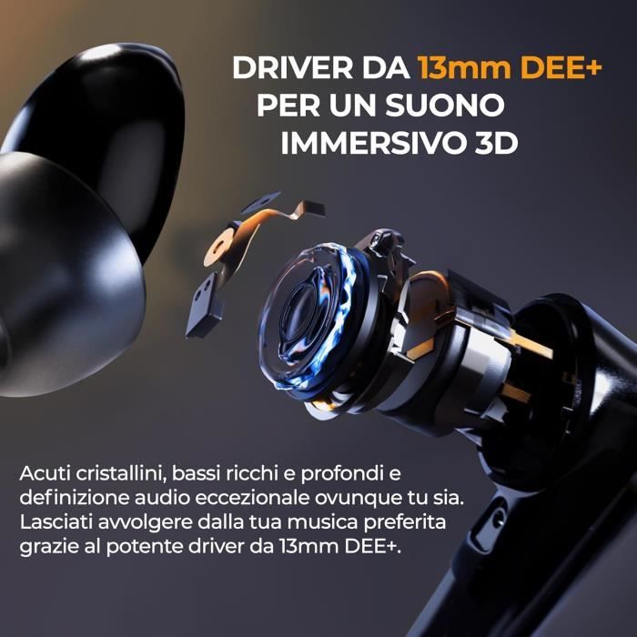 Dee+ Casque Bluetooth Avec Annulation Active Du Bruit | Écouteurs Bluetooth Enc Nettoyage De La ...