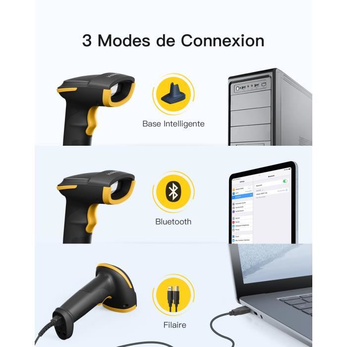 Inateck Lecteur de Code Barres 2D 1D QR sans Fil, Bluetooth 5.0 ...