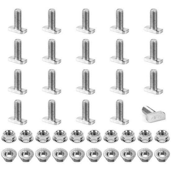 Lot De 20 Vis À Tête De Marteau M10 X 25 Mm Boulons De Rail En T En 304 Acier Inoxydable A2-70 ...