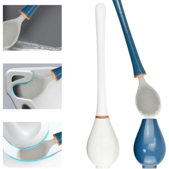 2 Pcs Brosse De Toilette En Silicone Brosse Wc Silicone Avec Récipient Mural Balayette Wc ...