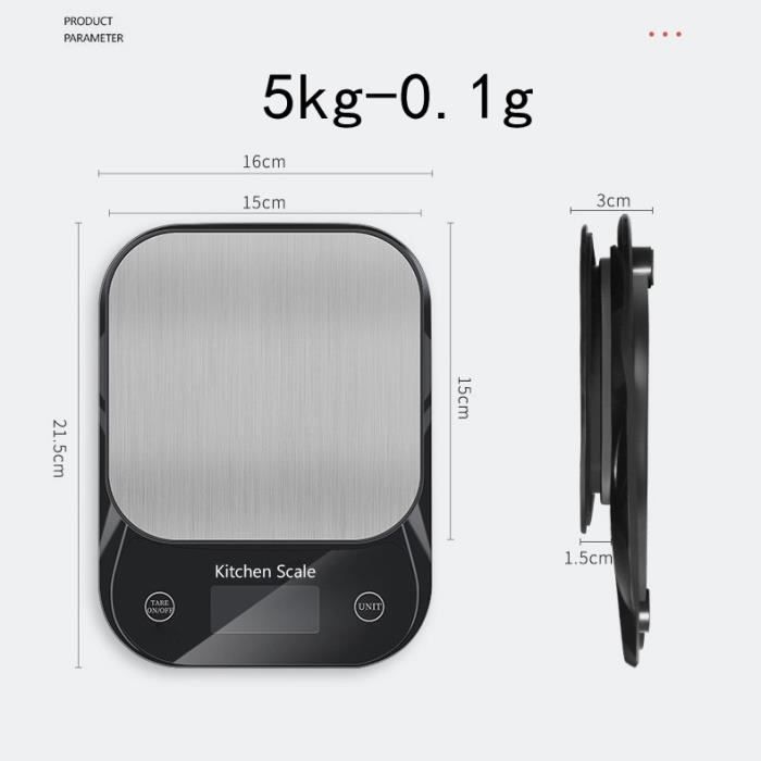5 kg-noir - Balance numérique de cuisine électronique, balance de ...