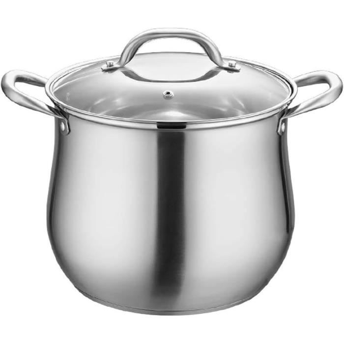 Pot étuvée, marmite en Acier Inoxydable marmite avec Couvercle en Verre ...