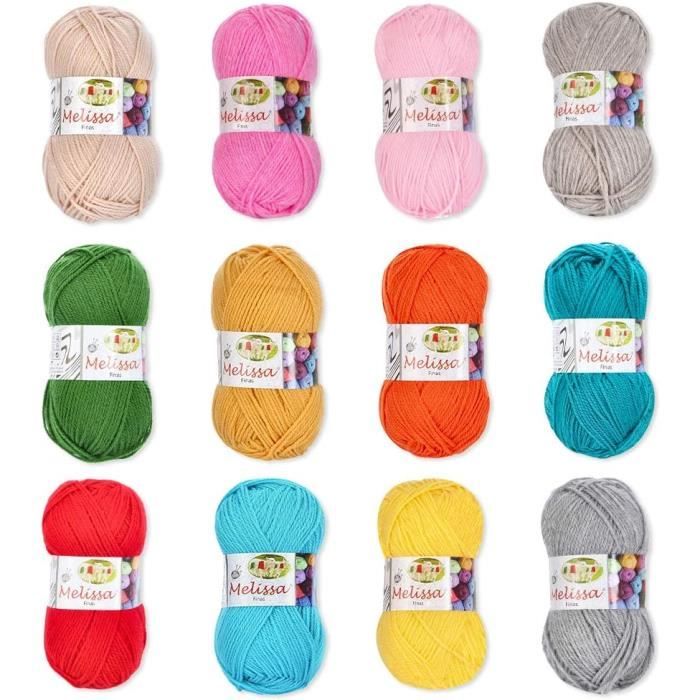 Pelotes De Laine, 12 X 100G- Couleur Fil Acrylique De Qualité ...