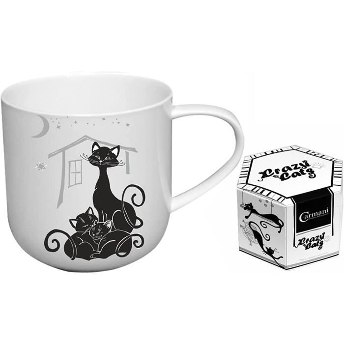 Mugs - Carmani Crazy Cats Porcelaine Blanche Imprimée Chat Noir 460 ...