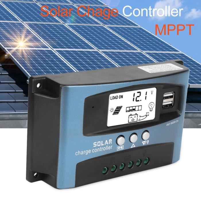 Contrôleur de charge solaire - DUOKON - MPPT 100A - Double affichage LCD - USB 12V 24V ...
