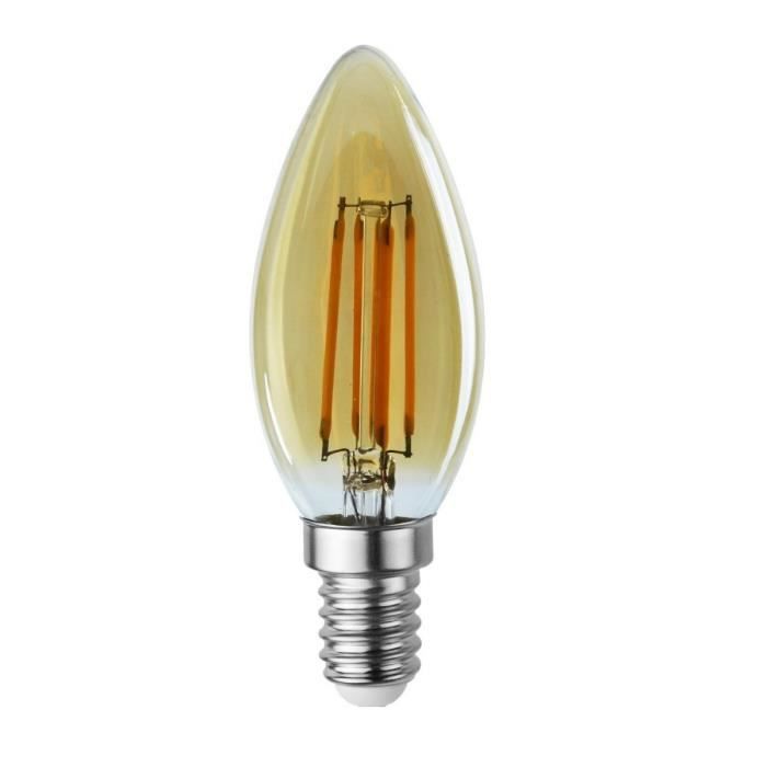 Ampoule Led Flamme Filament Doré 4W (éq. 42W) Culot E14 - EUROBRYTE - LED - Flamme - Non ...